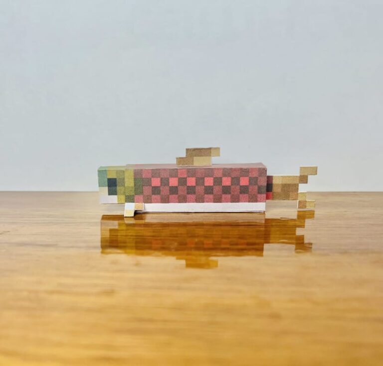 Plantilla de Papercraft de Salmón de Minecraft - Papercraft.tv